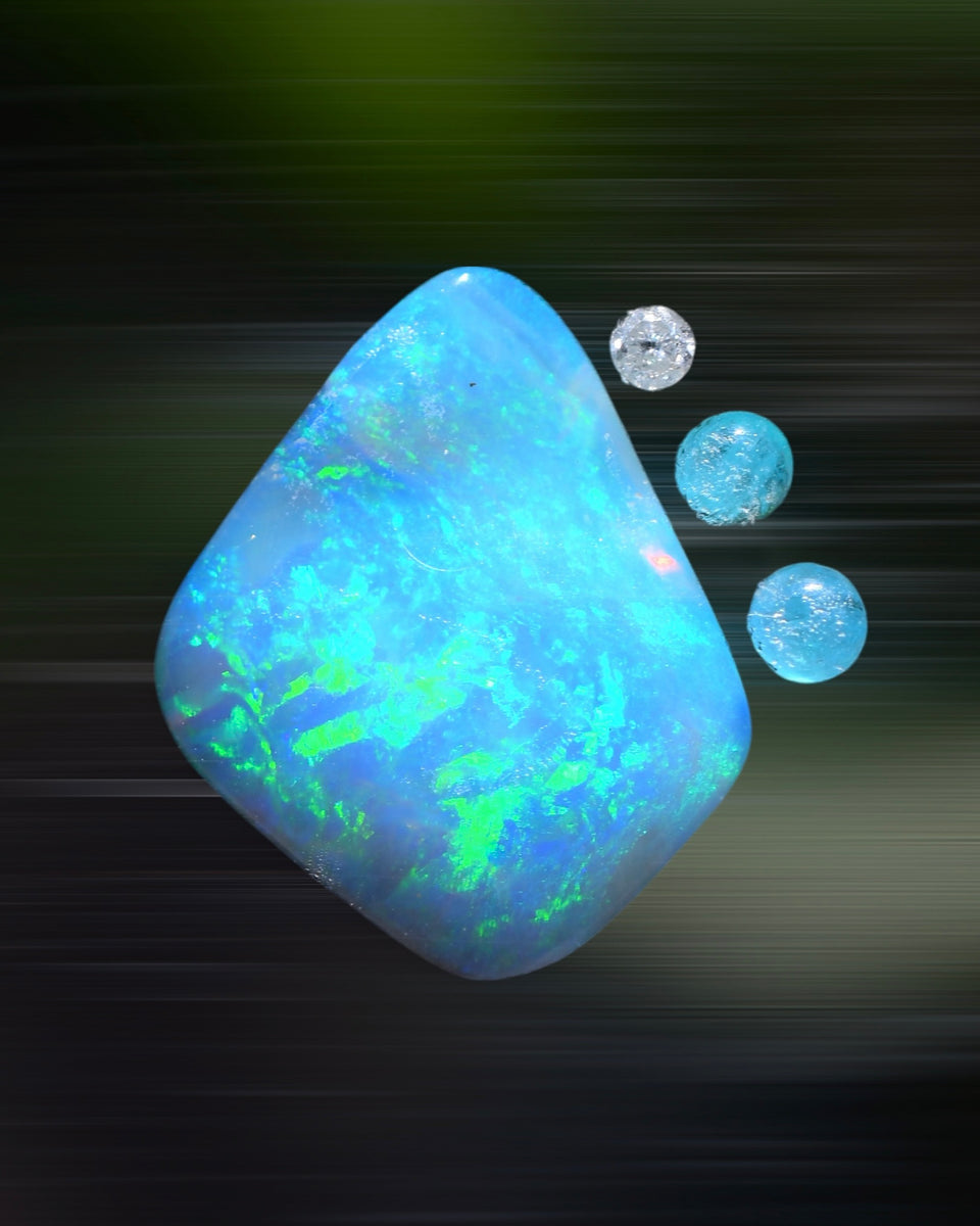 (Made To Order) Ocean Blue Green Asymmetrical Boulder Opal Ring Or Pen ...