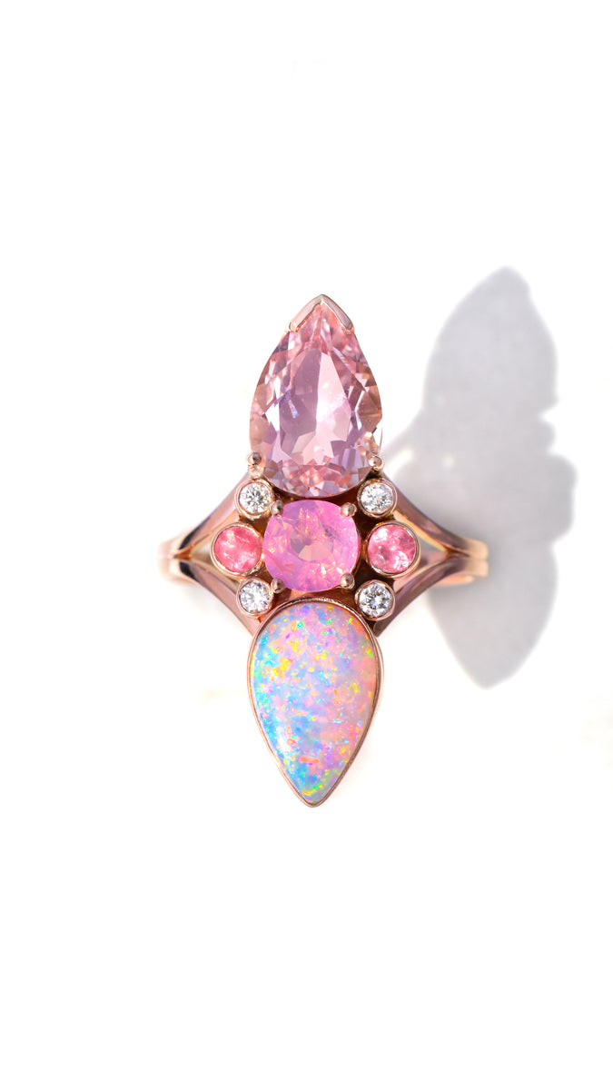 Sunset Colored Australian Opal Talisman with Morganite, Opalescent Sap ...